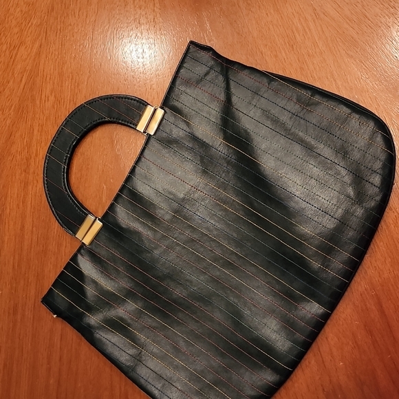 Vintage | Bags | Vintage Navy Pinstriped Leather Purse Super Cute ...